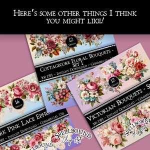 Vintage Spring Flower Bouquets Digital Clipart, Commercial Use, Instant ...
