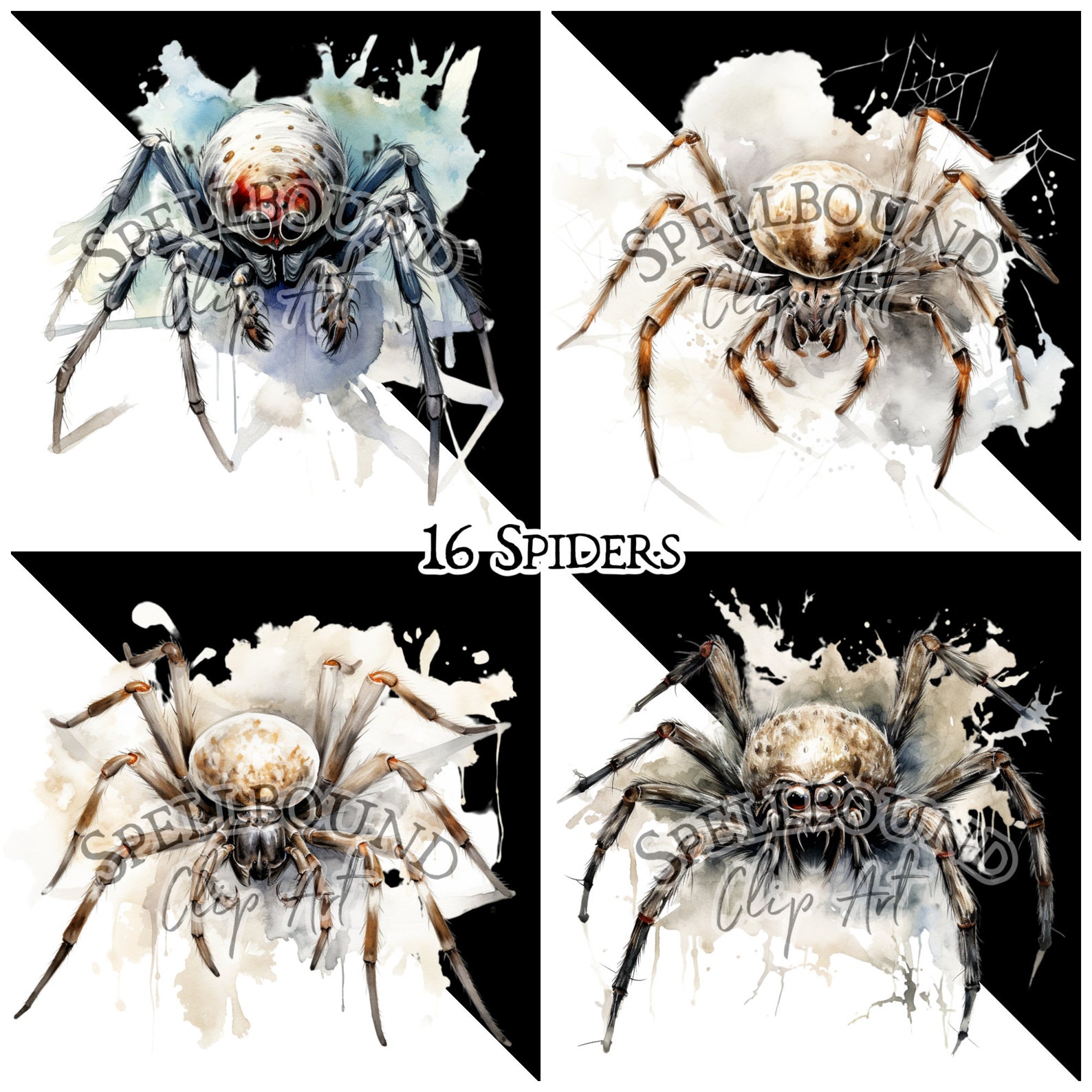 Spiders Digital Clipart Commercial Use Instant Download - Etsy