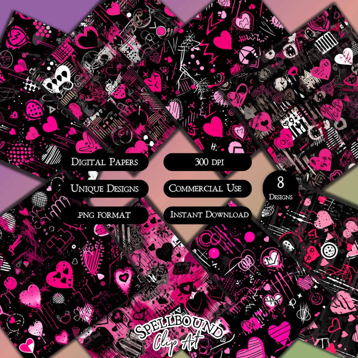 Dark Pink Emo Seamless Digital Papers, Commercial Use, Instant Download ...