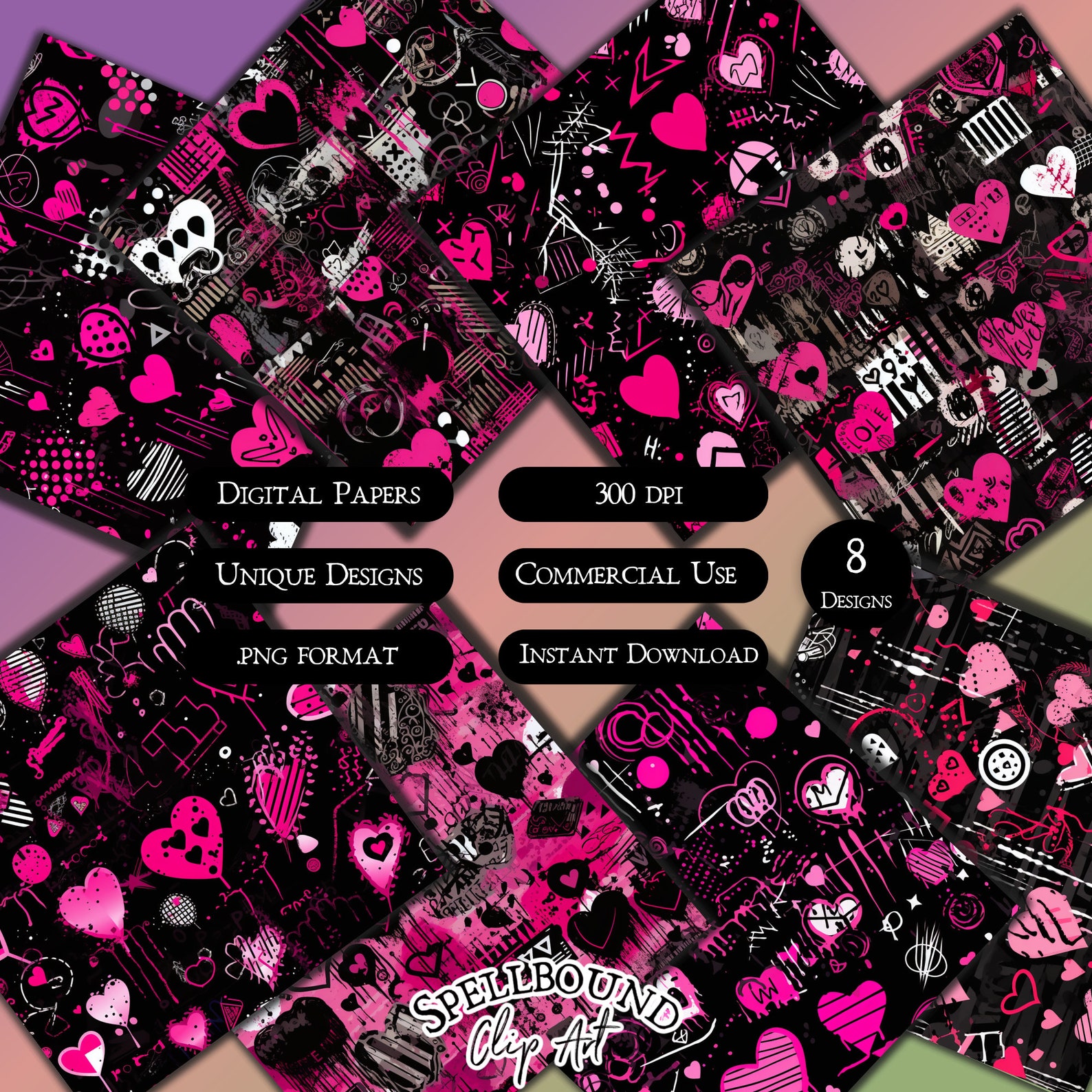 Dark Pink Emo Seamless Digital Papers, Commercial Use, Instant Download ...