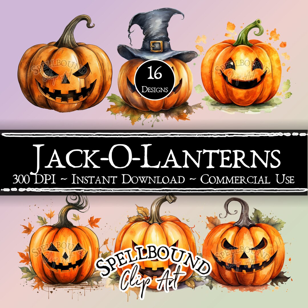 Jack'o'lantern Pumpkin Digital Clipart, Commercial Use, Instant ...