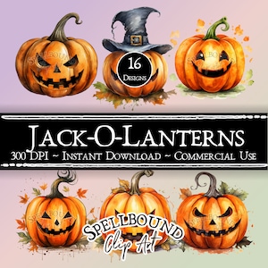 Jack'o'lantern Pumpkin Digital Clipart, Commercial Use, Instant ...