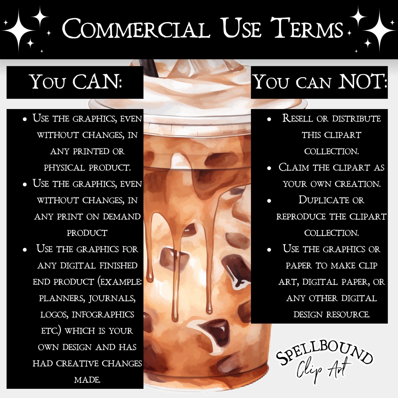 Iced Coffee Digital Clipart, Commercial Use, Instant Download ...