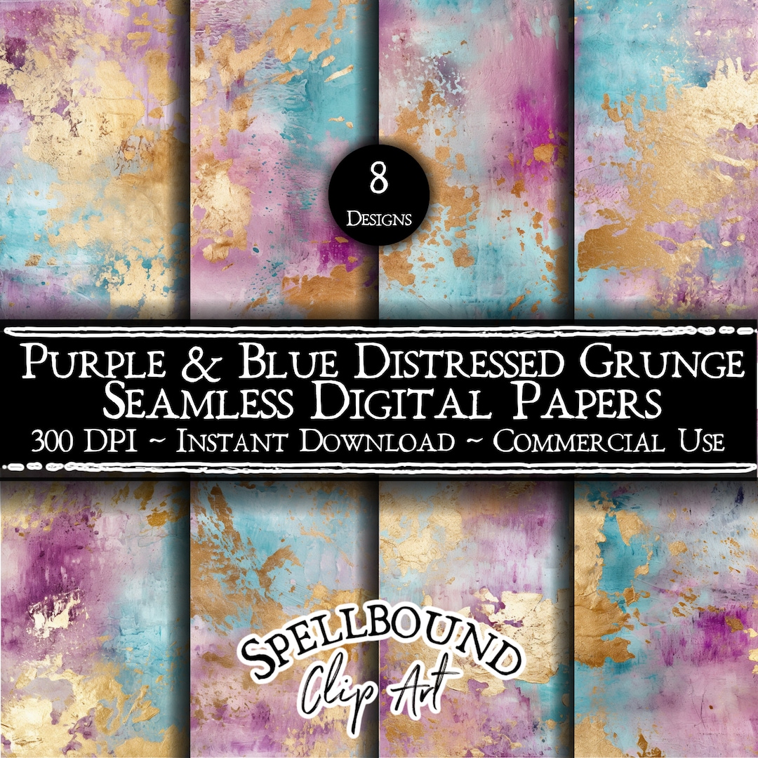 Purple Blue Gold Seamless Digital Papers, Commercial Use, Instant ...