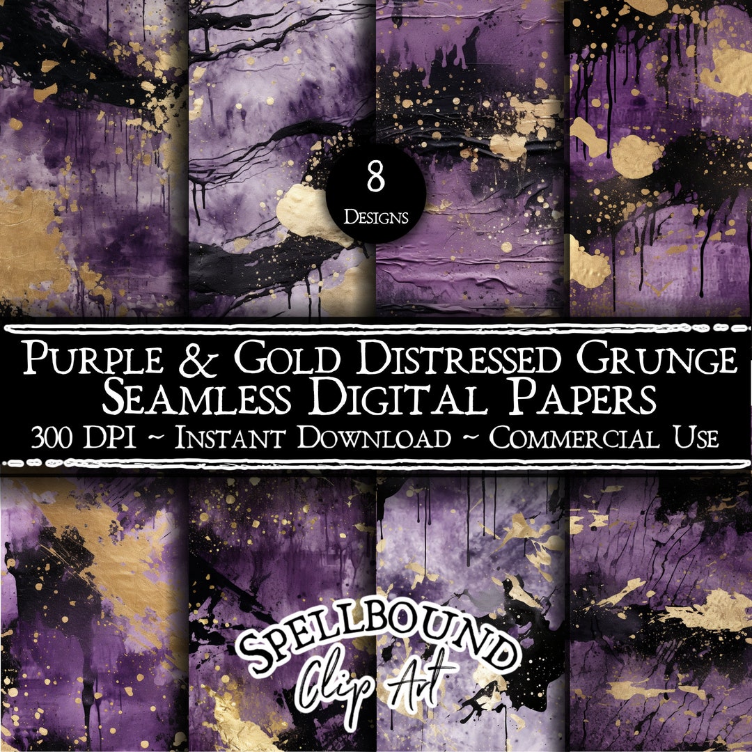 Purple and Gold Seamless Digital Papers, Commercial Use, Instant ...