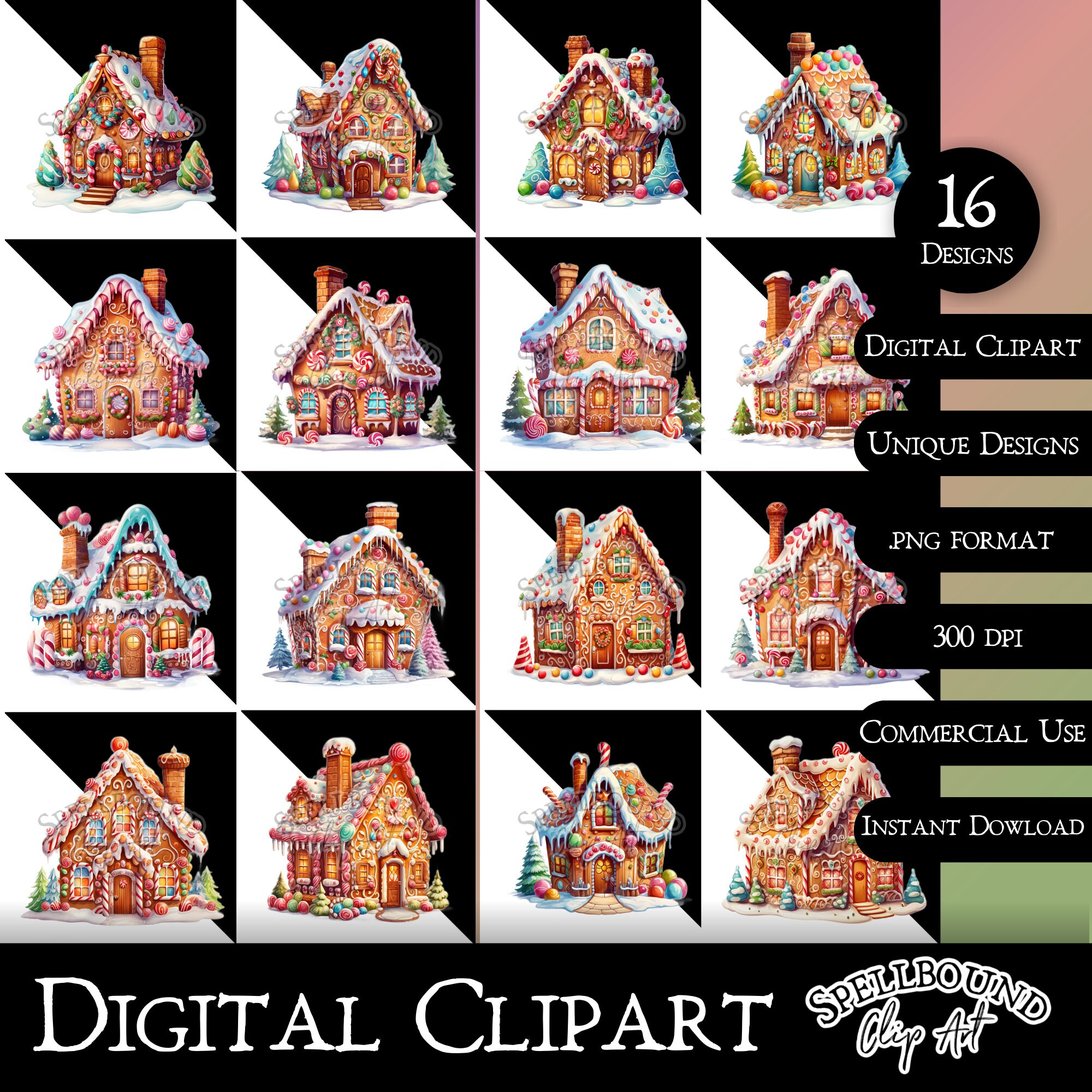 Gingerbread House Digital Clipart, Commercial Use, Instant Download ...
