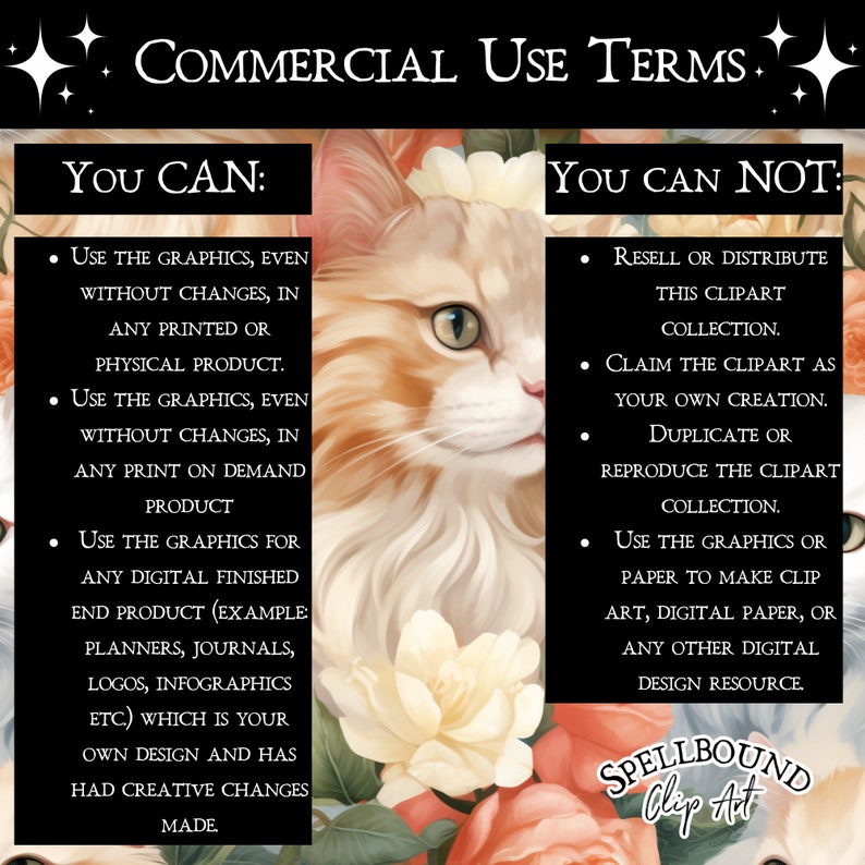 Floral Cats Seamless Digital Papers, Commercial Use, Instant Download ...