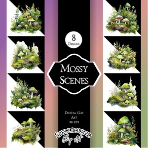 Mossy Nature Scenes Digital Clipart, Commercial Use, Instant Download ...