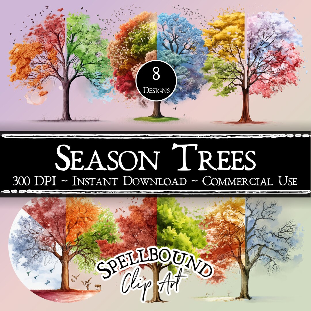 Four Season Trees Digital Clipart, Commercial Use, Instant Download ...