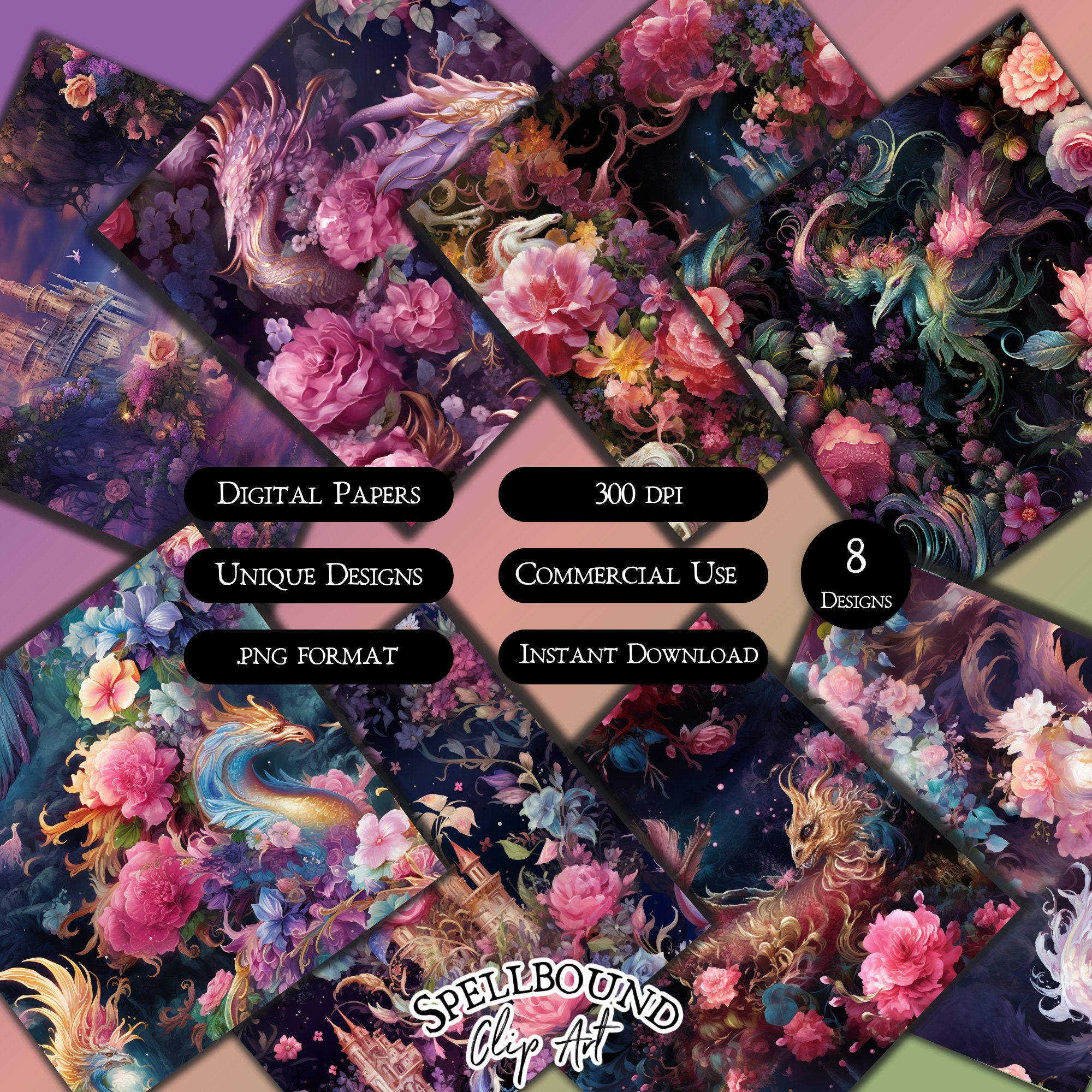 Fantasy Beasts Seamless Digital Papers, Commercial Use, Instant ...