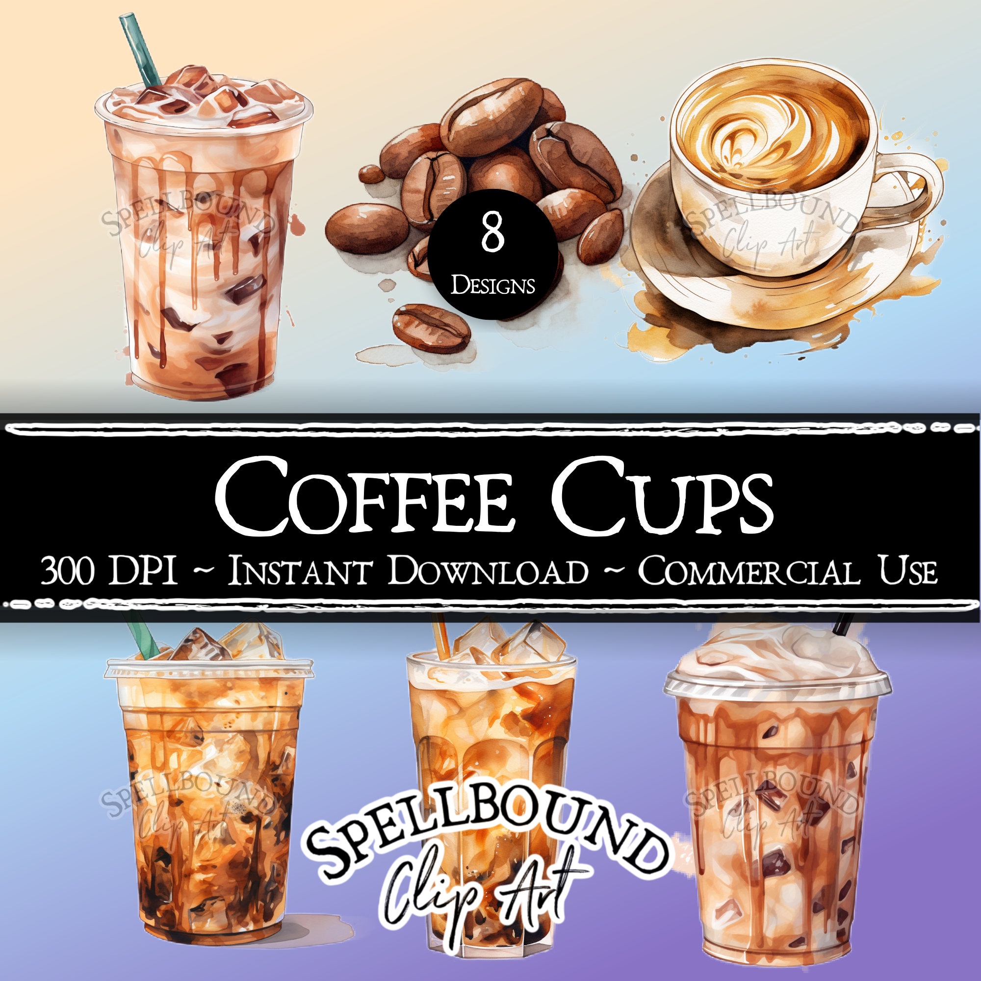 Coffee Digital Clipart, Commercial Use, Instant Download, Cappuccino ...