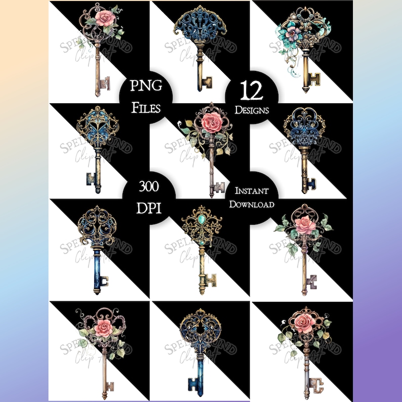 Skeleton Keys Digital Clipart, Commercial Use, Instant Download, PNG ...