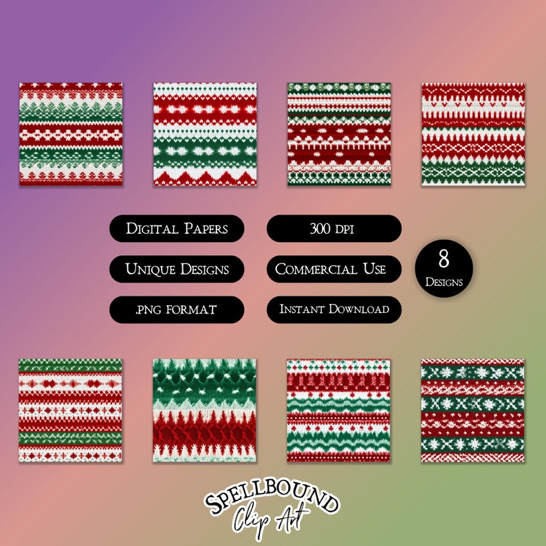 Christmas Sweater Pattern Seamless Digital Papers, Commercial Use ...