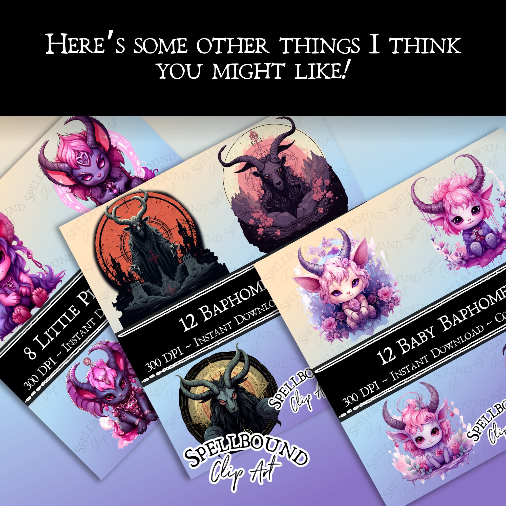 Chibi Dark Baphomet Digital Clipart, Commercial Use, Instant Download ...