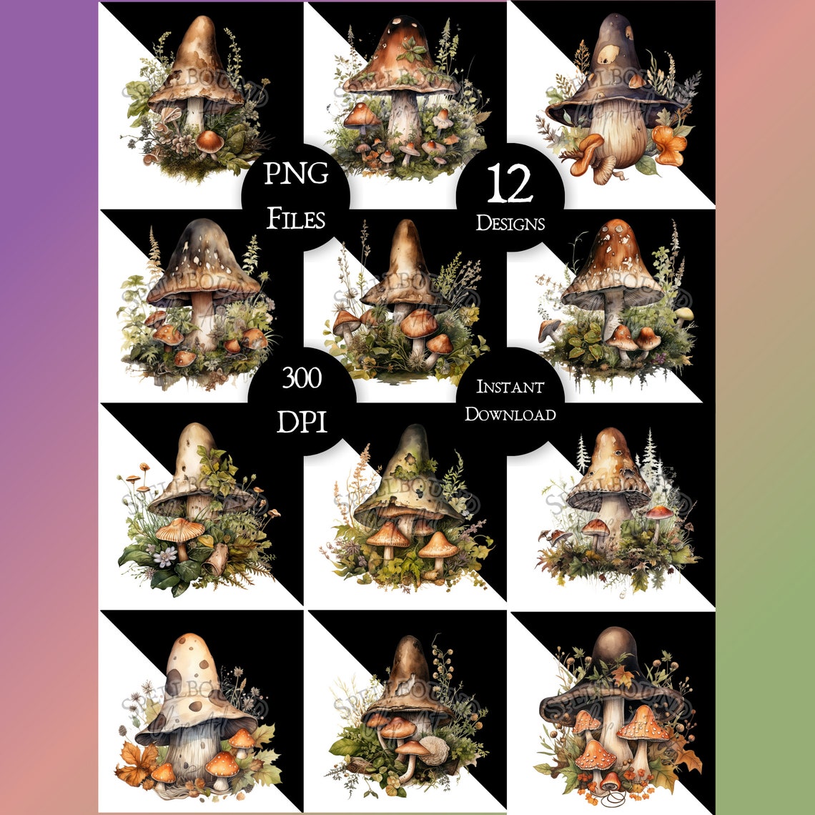 Mushrooms Digital Clipart, Commercial Use, Instant Download, PNG ...