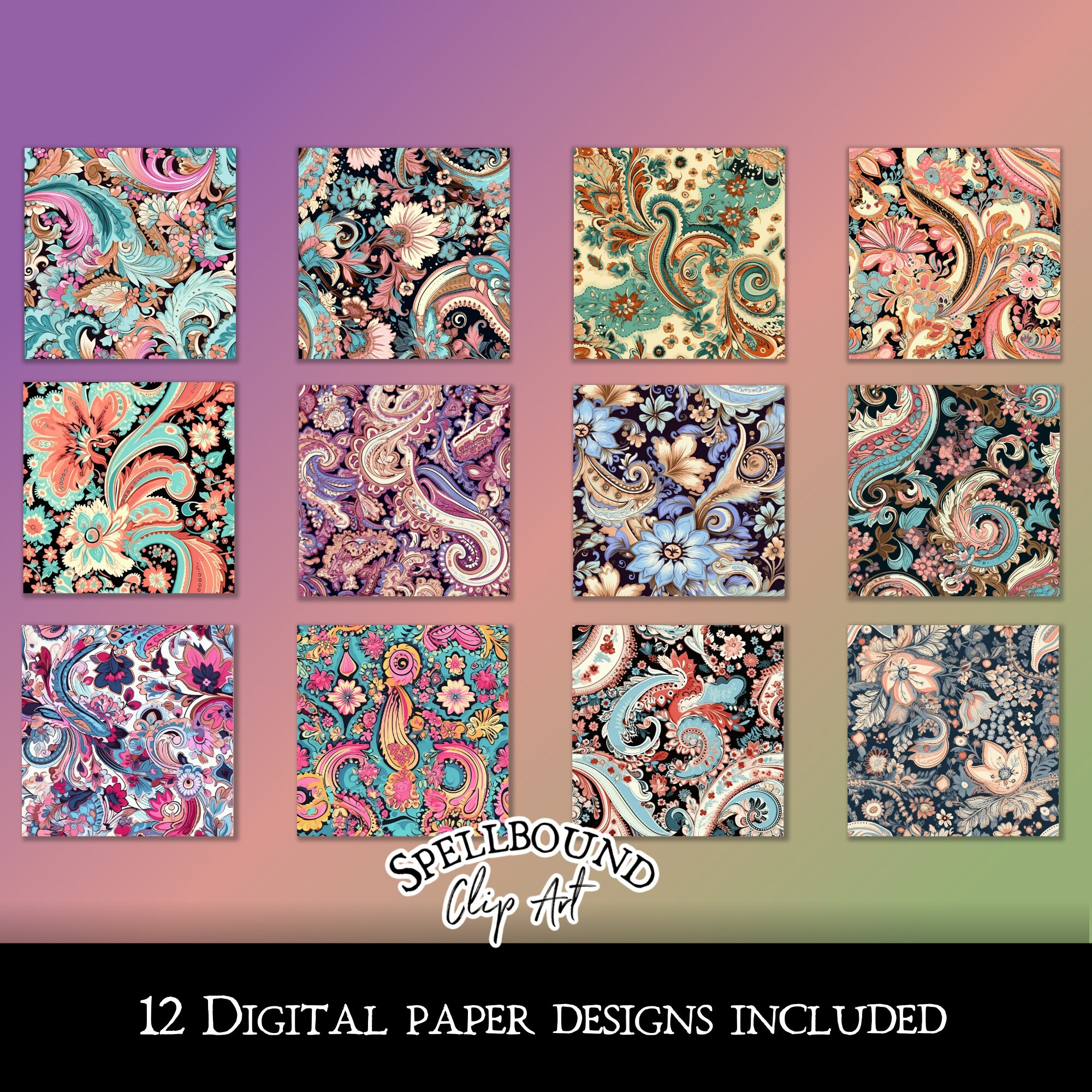 Boho Paisley Seamless Digital Papers, Commercial Use, Instant Download ...