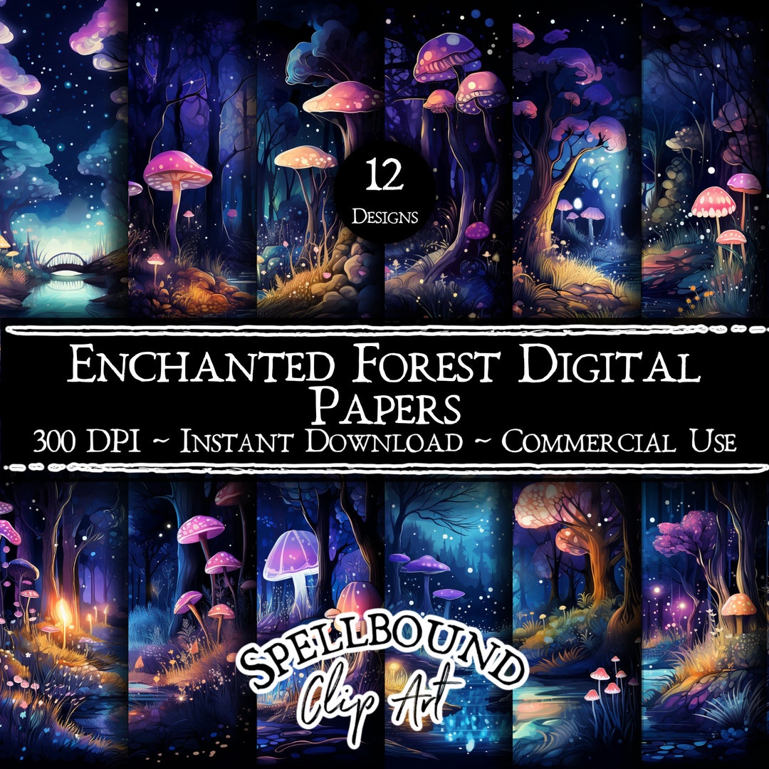 Enchanted Forest Digital Papers Commercial Use Instant Download ...