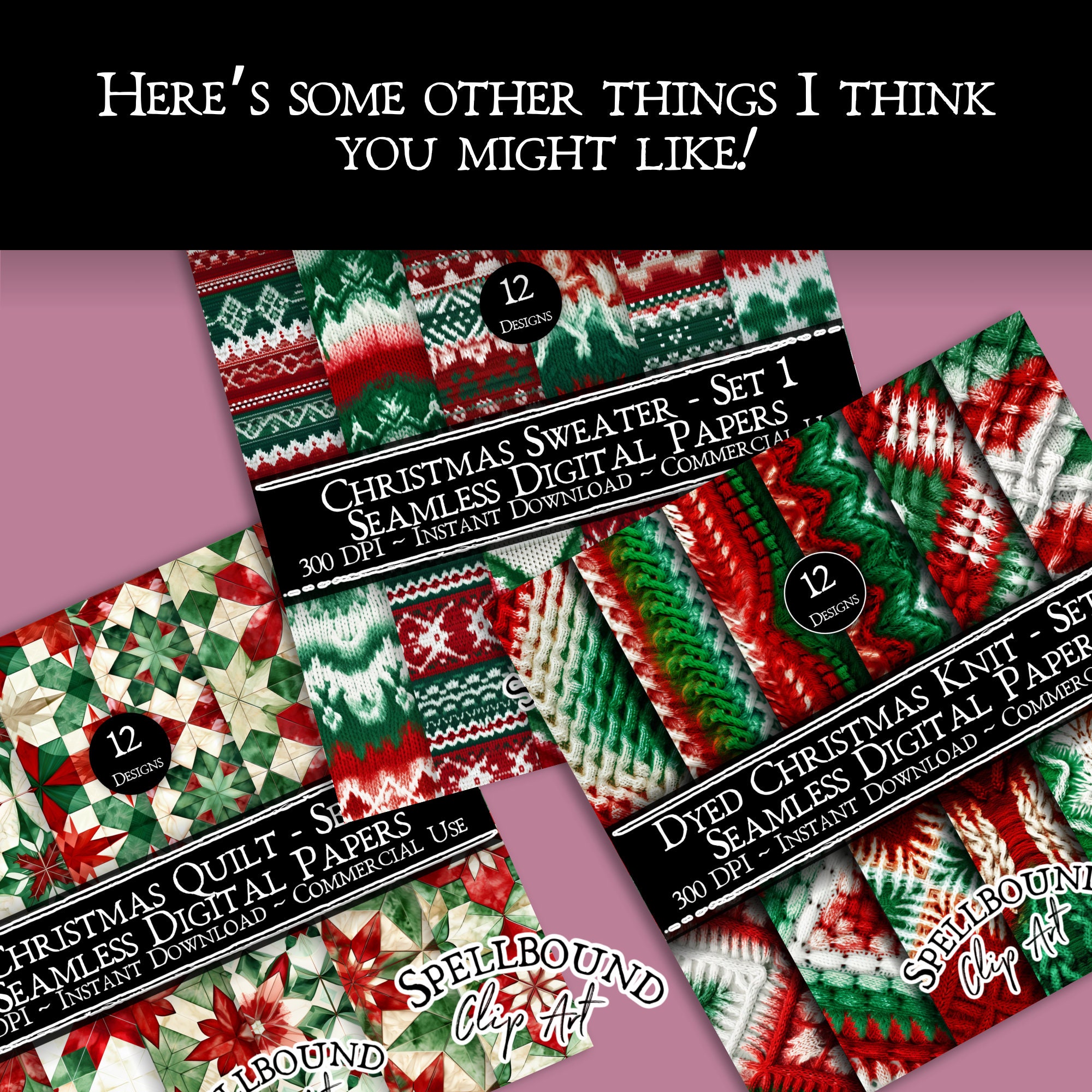 Christmas Sweater Pattern Seamless Digital Papers, Commercial Use ...