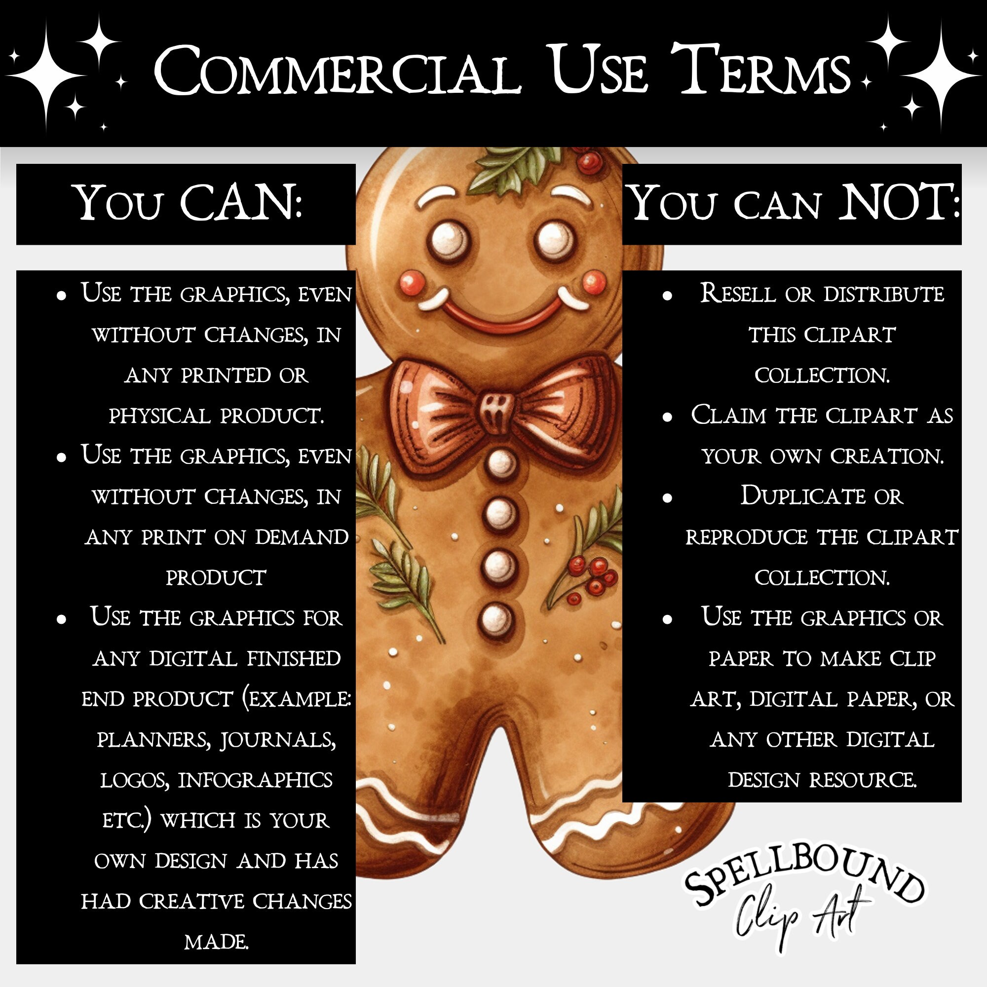 Gingerbread Man Digital Clipart Commercial Use Instant - Etsy