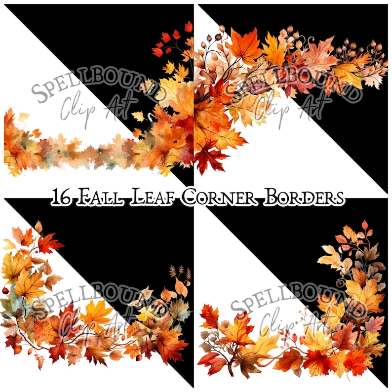 Fall Leaf Corner Border Digital Clipart, Commercial Use, Instant ...