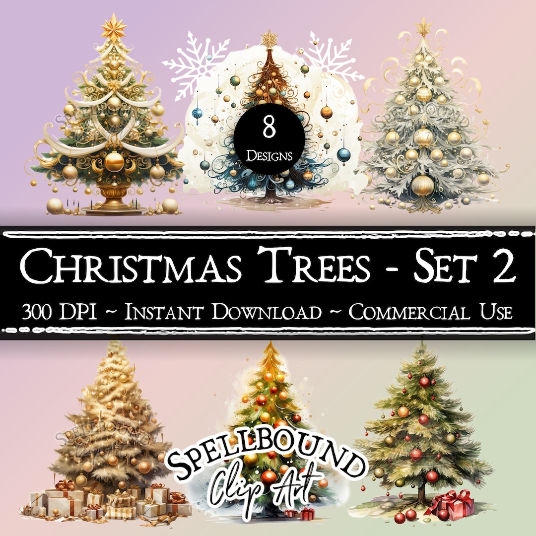 Christmas Trees Digital Clipart, Commercial Use, Instant Download ...