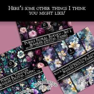 Purple & Turquoise Ditsy Floral Seamless Digital Papers, Commercial Use ...