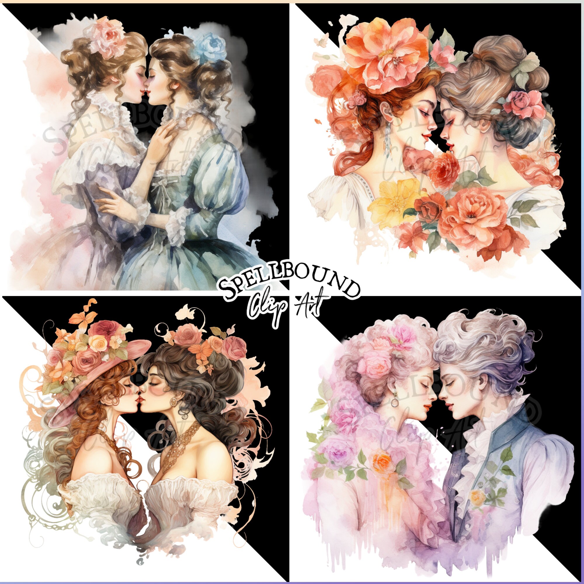 Lesbian Rococo Digital Clipart, Commercial Use, Instant Download, Gay ...