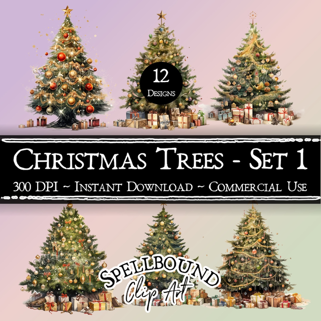 Christmas Trees Digital Clipart, Commercial Use, Instant Download ...