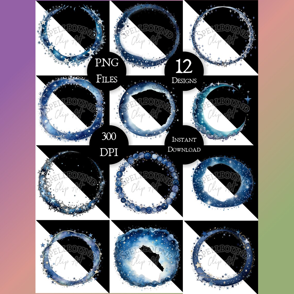 Celestial Frames Digital Clipart, Commercial Use, Instant Download ...