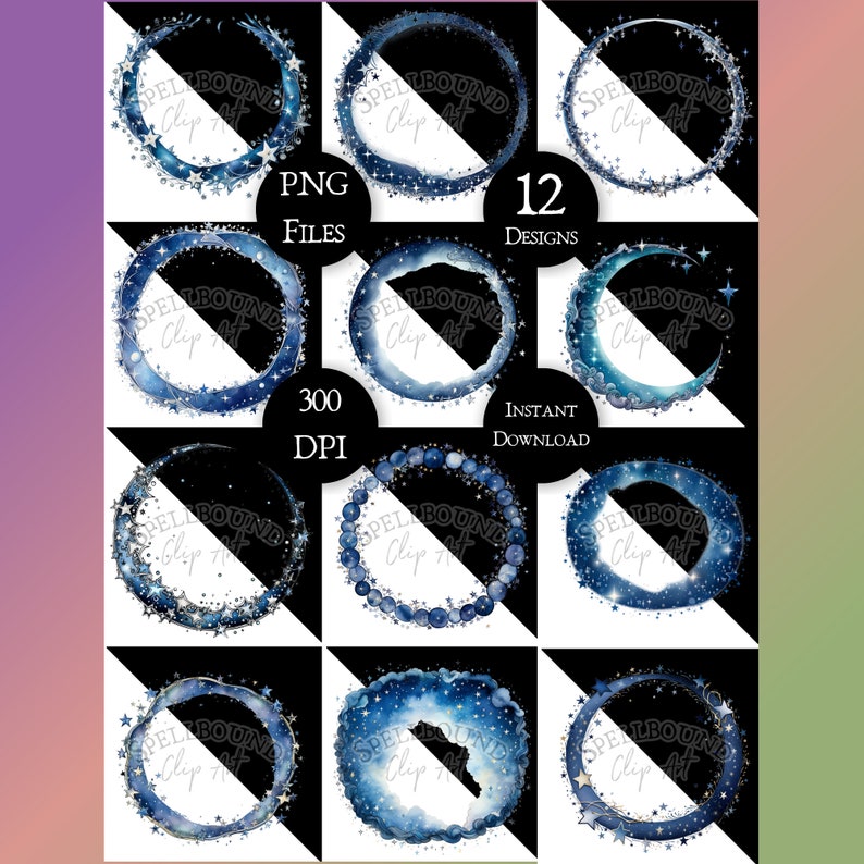 Celestial Frames Digital Clipart, Commercial Use, Instant Download ...