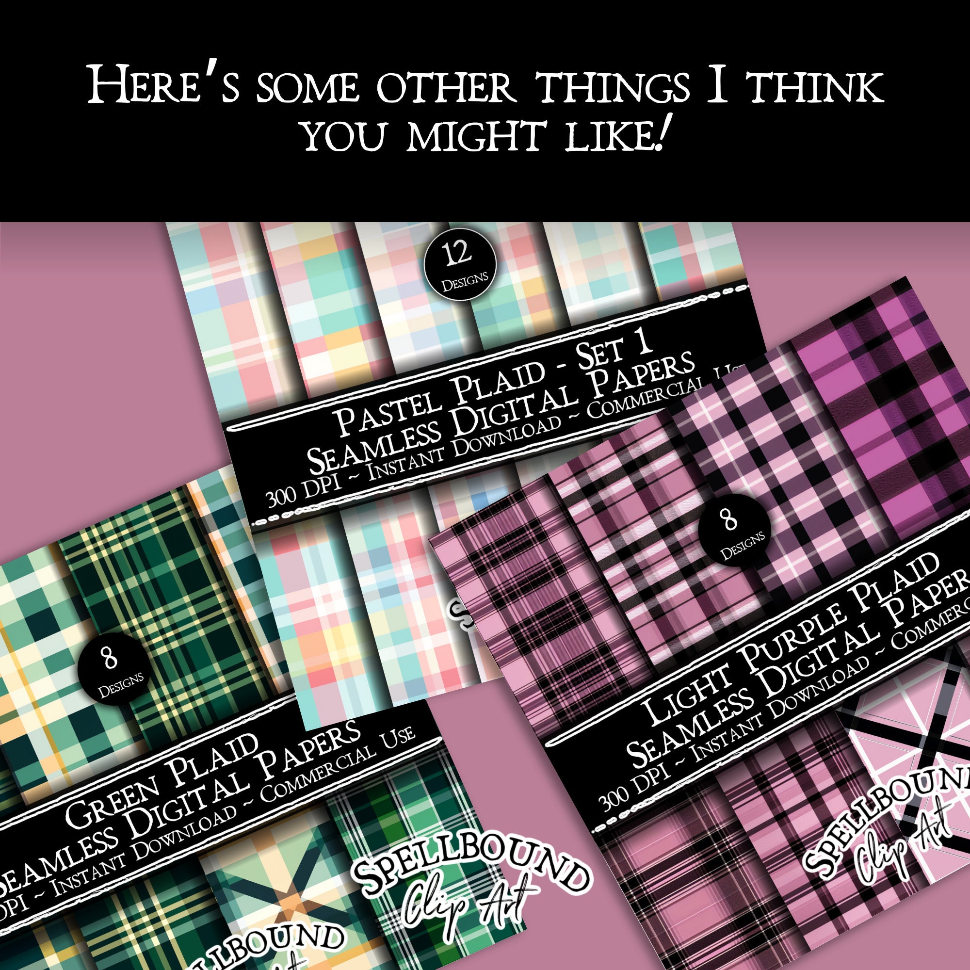 Plaid Assortment Seamless Digital Papers, Commercial Use, Instant ...