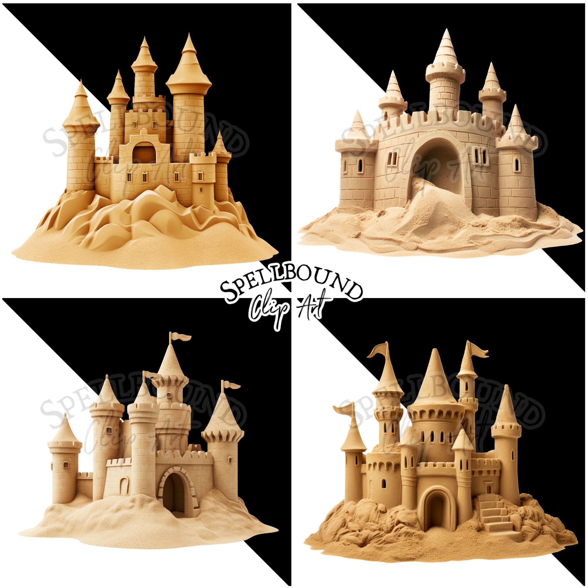 Sand Castles Digital Clipart, Commercial Use, Instant Download, Summer ...