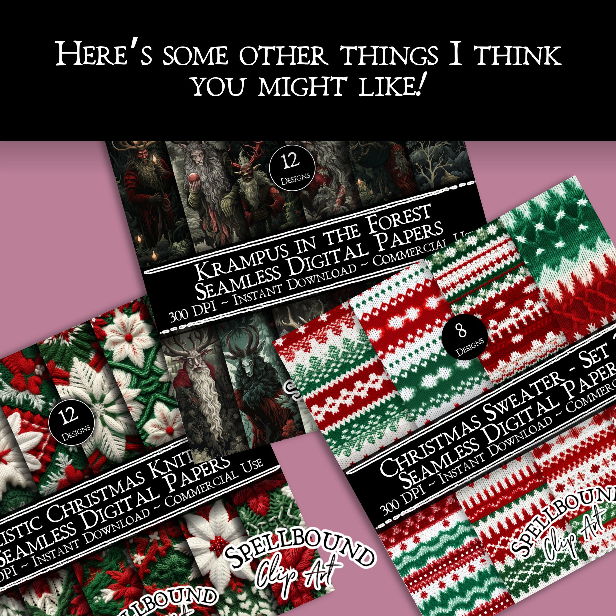 Ugly Christmas Sweater Pattern Seamless Digital Papers, Commercial Use ...