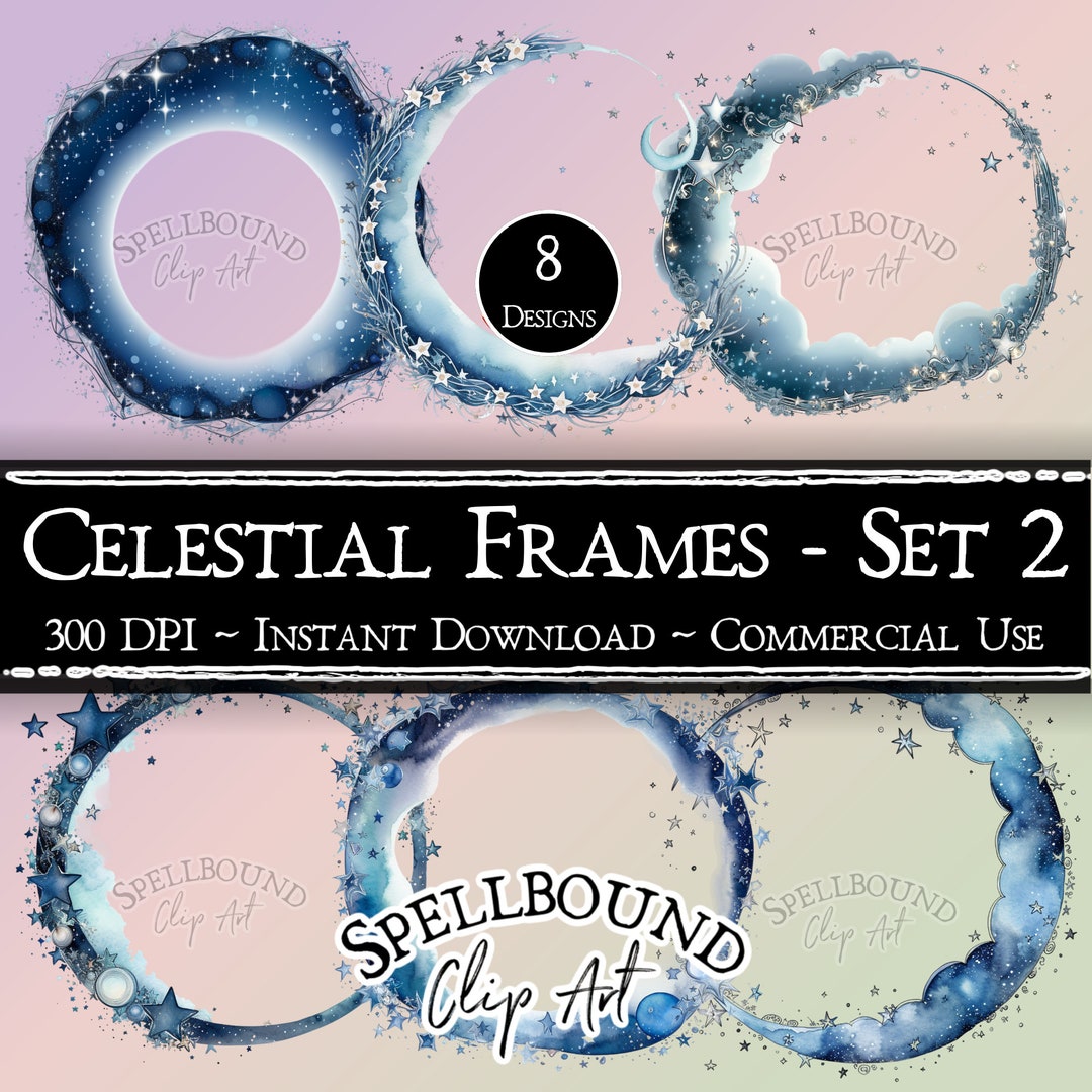 Celestial Frames Digital Clipart, Commercial Use, Instant Download, Night Sky Clip Art ...