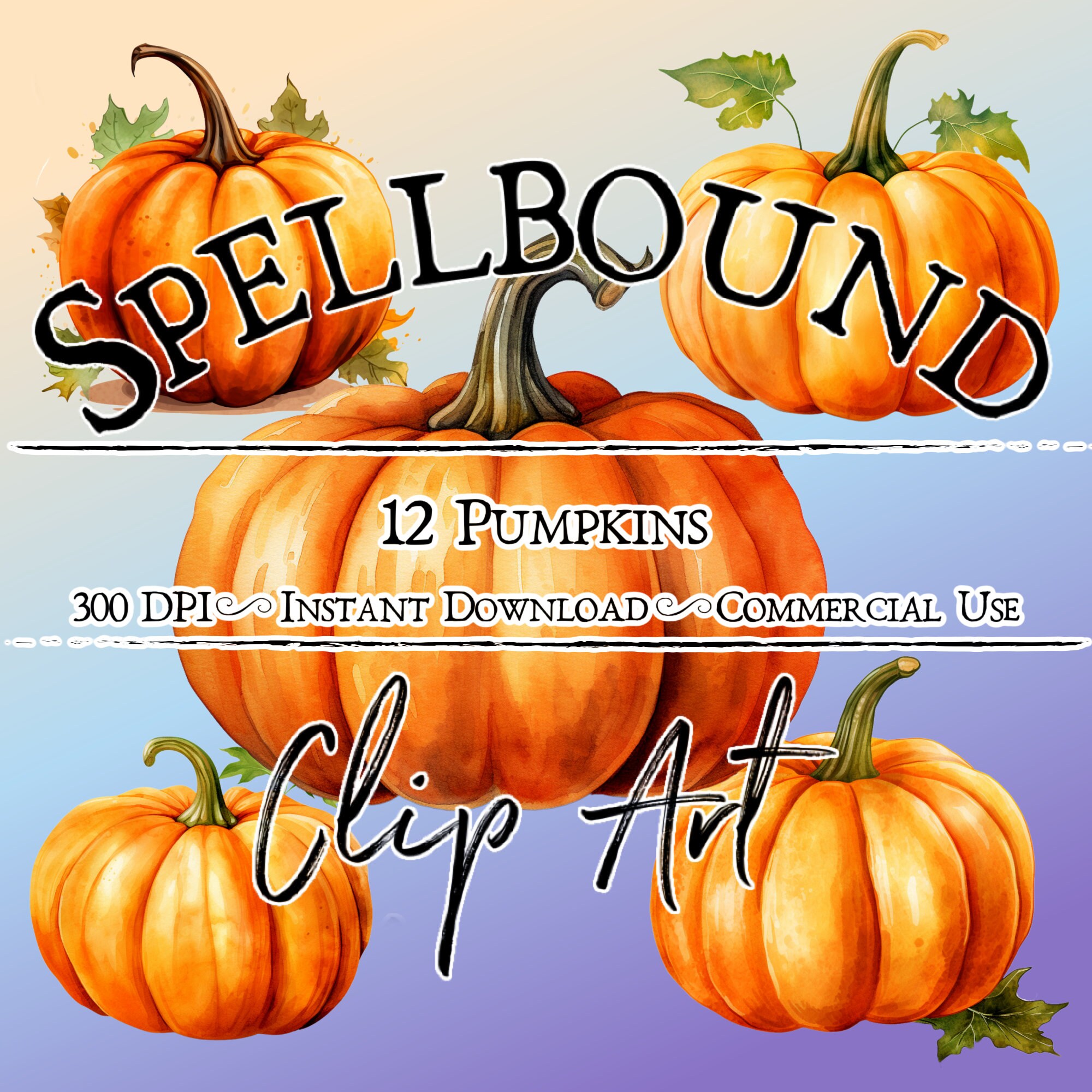 Pumpkin Digital Clipart Commercial Use Instant Download Halloween Fall ...