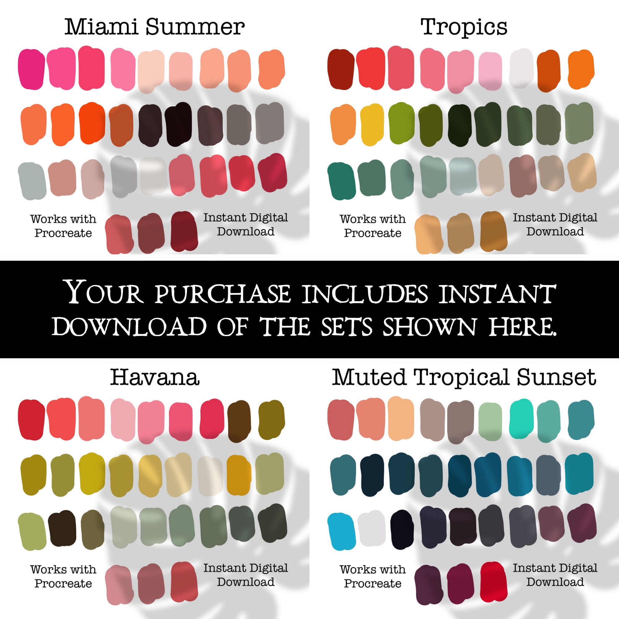 Procreate Color Palette Bundle, Summer, Bright, Tropical, Color ...