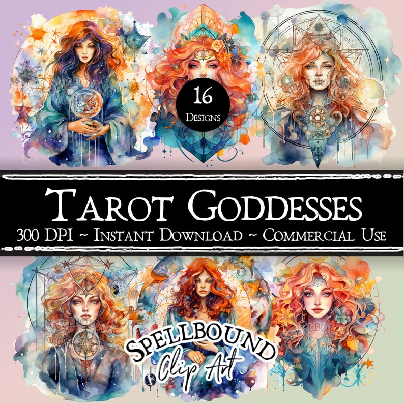 Tarot Goddess Digital Clipart, Commercial Use, Instant Download ...