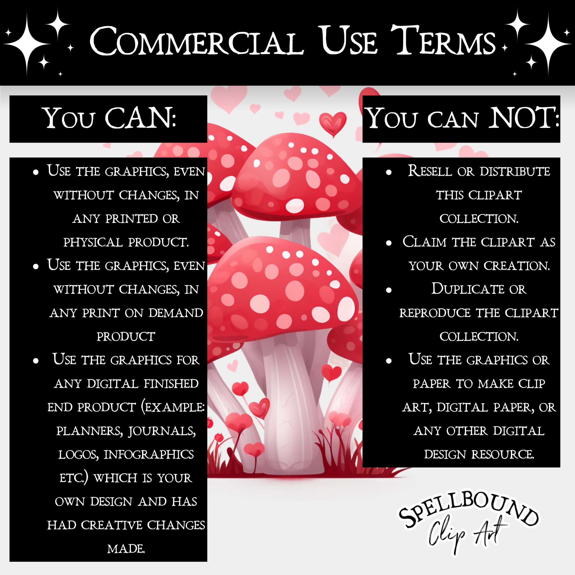 Heart Mushrooms Digital Clipart, Commercial Use, Instant Download ...