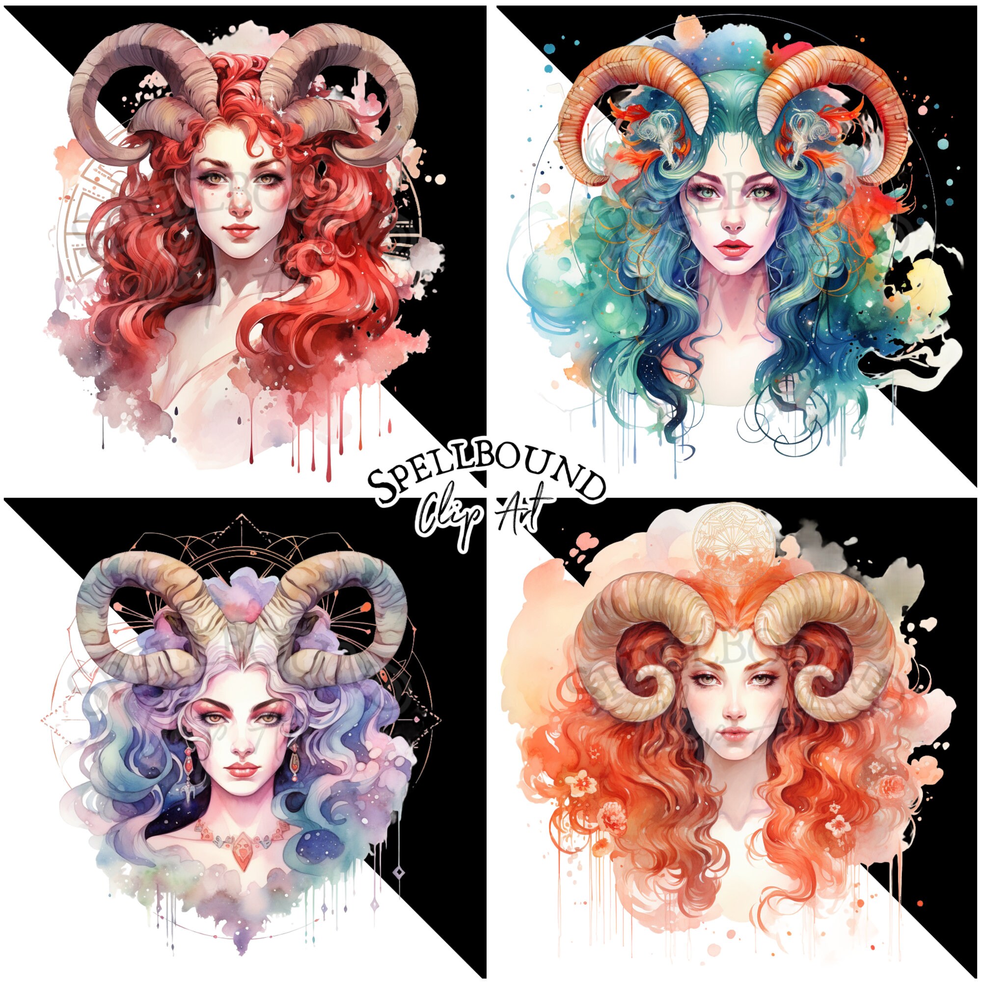 Watercolor Aries Goddess Digital Clipart, Commercial Use, Instant ...