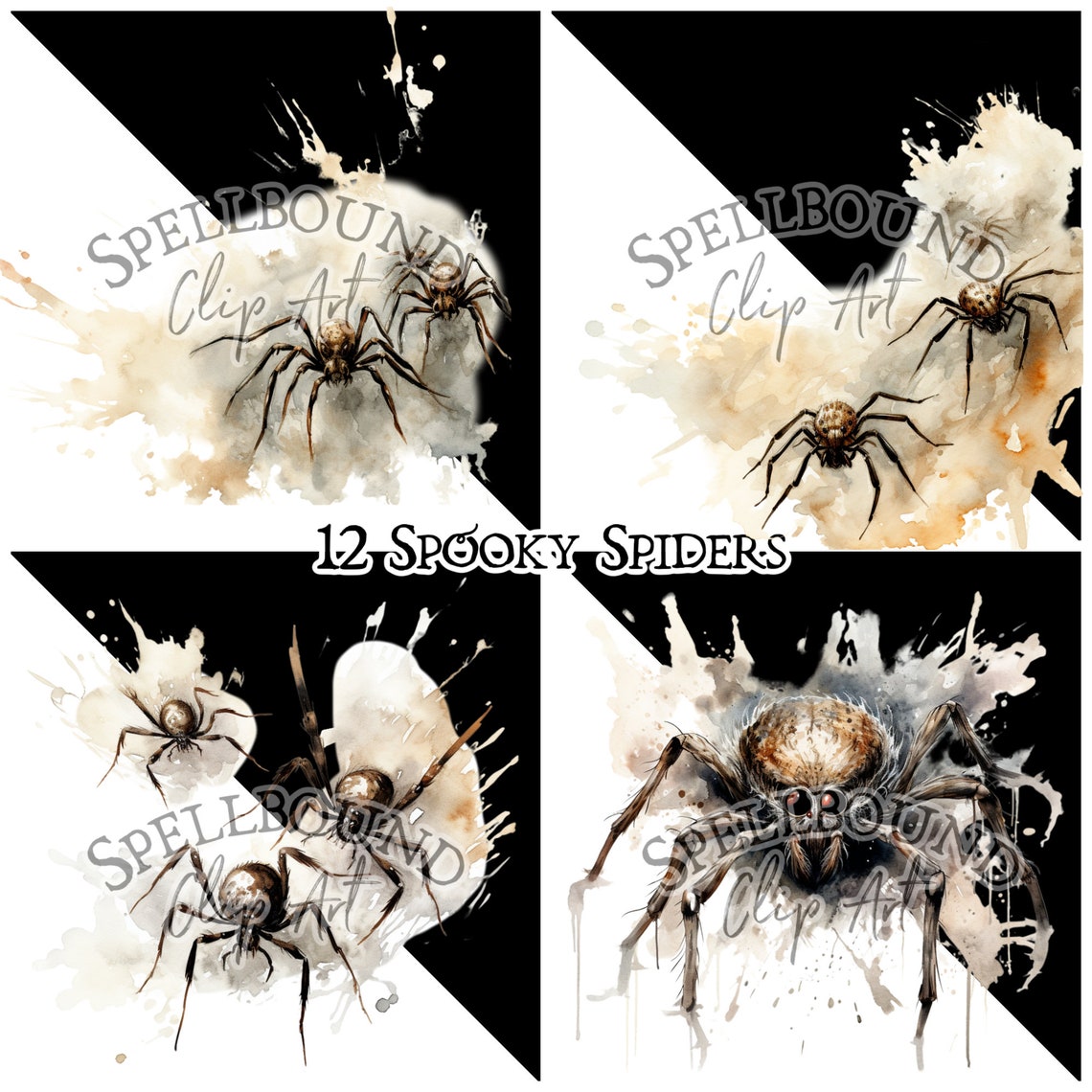 Spooky Spiders Digital Clipart Commercial Use Instant - Etsy