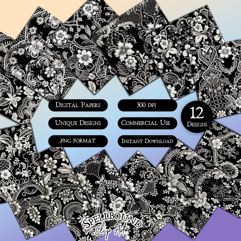 Victorian Lace Seamless Digital Papers, Commercial Use, Instant ...