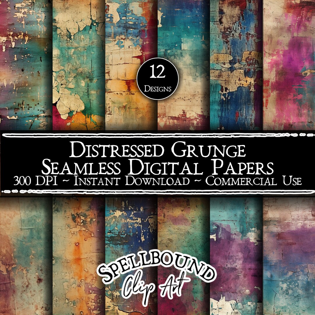 Distressed Grunge Seamless Digital Papers, Commercial Use, Instant ...