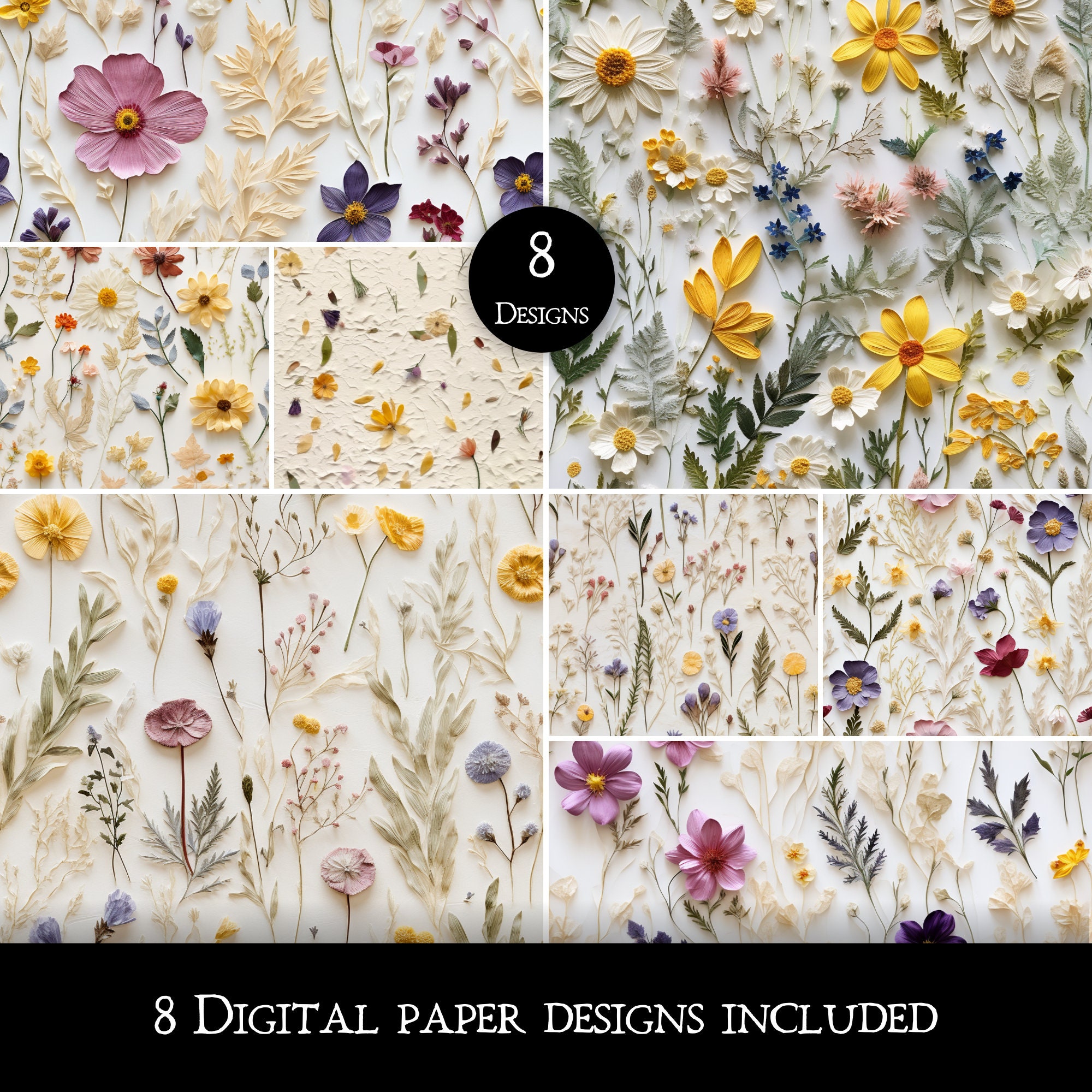 Handpressed Paper Seamless Digital Papers, Commercial Use, Instant ...