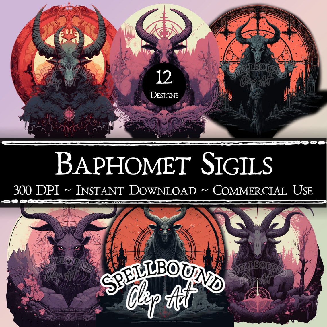 Baphomet Sigils Digital Clipart, Commercial Use, Instant Download ...