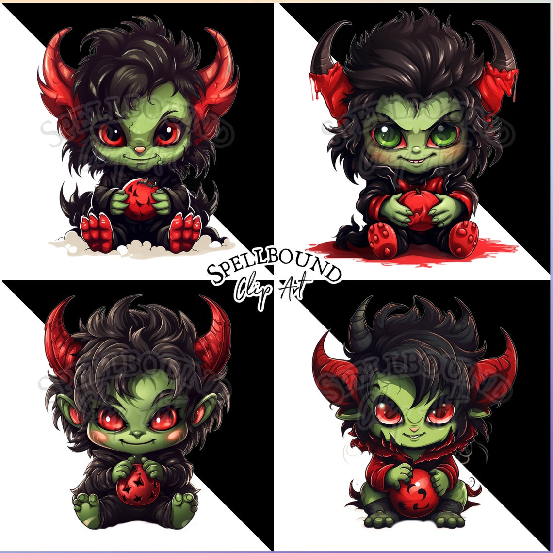 Cute Baby Krampus Digital Clipart, Commercial Use, Instant Download ...