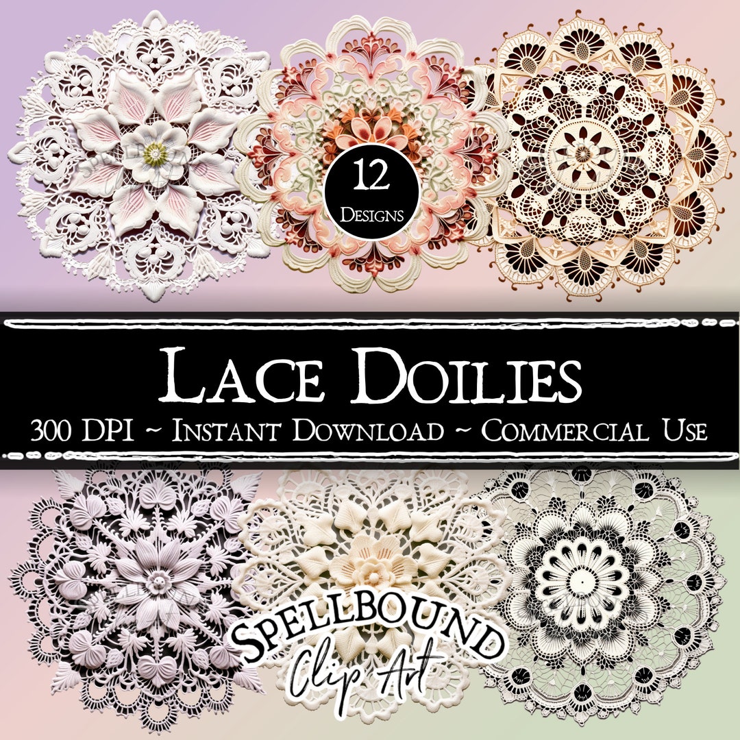 Lace Doilies Digital Clipart, Commercial Use, Instant Download, Flower ...