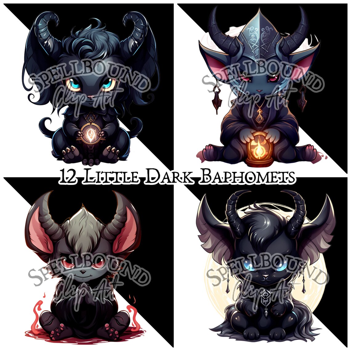 Chibi Dark Baphomet Digital Clipart, Commercial Use, Instant Download ...
