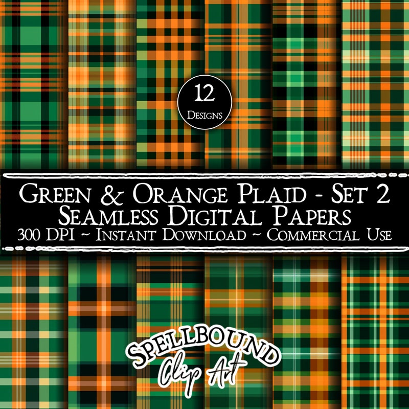 Green Orange Plaid - Etsy