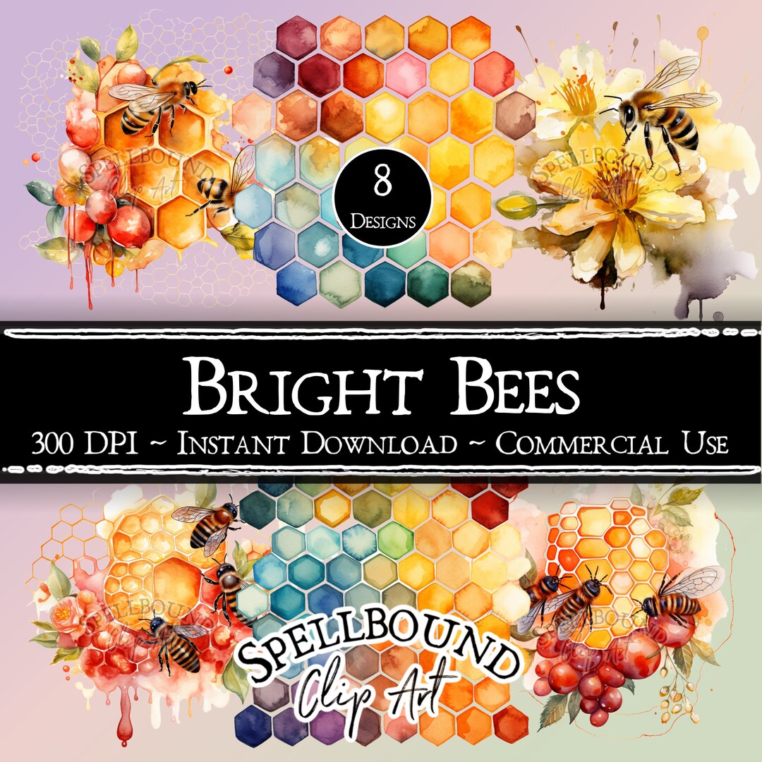 Bright Bees Digital Clipart, Commercial Use, Instant Download, Bee Clip ...