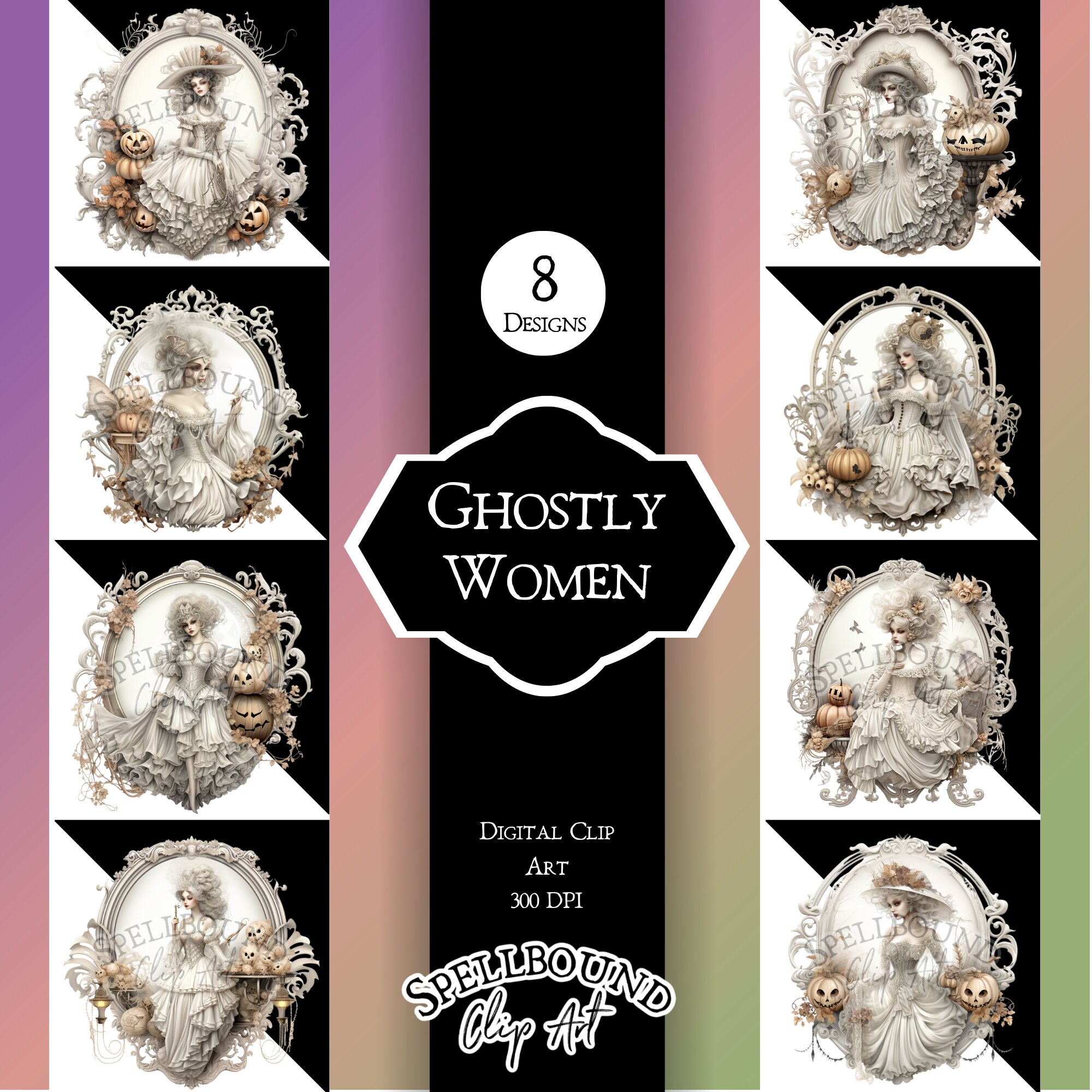 Ghostly Women Digital Clipart, Commercial Use, Instant Download, Fall ...